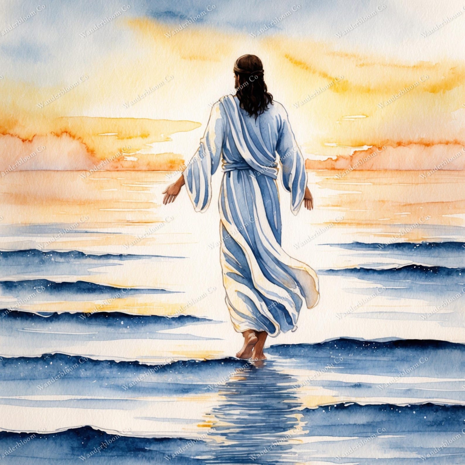 10 Jesus Walking on Water Clipart, Inspirational Christian Art Print ...