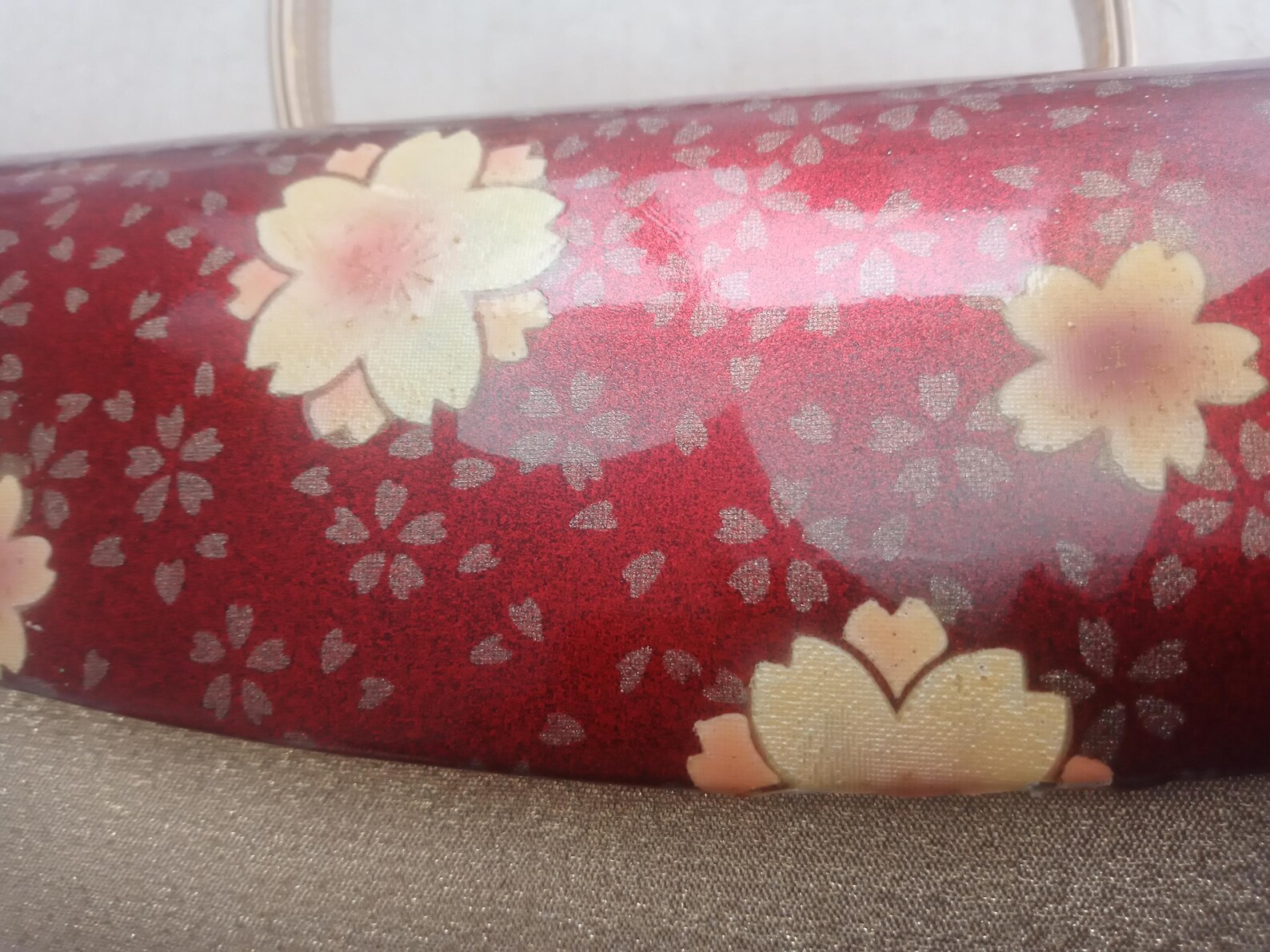 Vintage Japanese Red Brocade Kimono Handbag – Sakura Floral Pattern ...