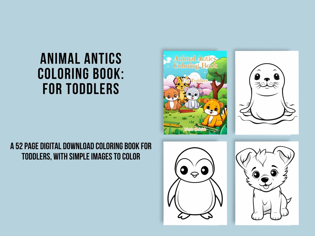 Animal Antics Downloadable Coloring Book: Fun and Simple Animal Images ...