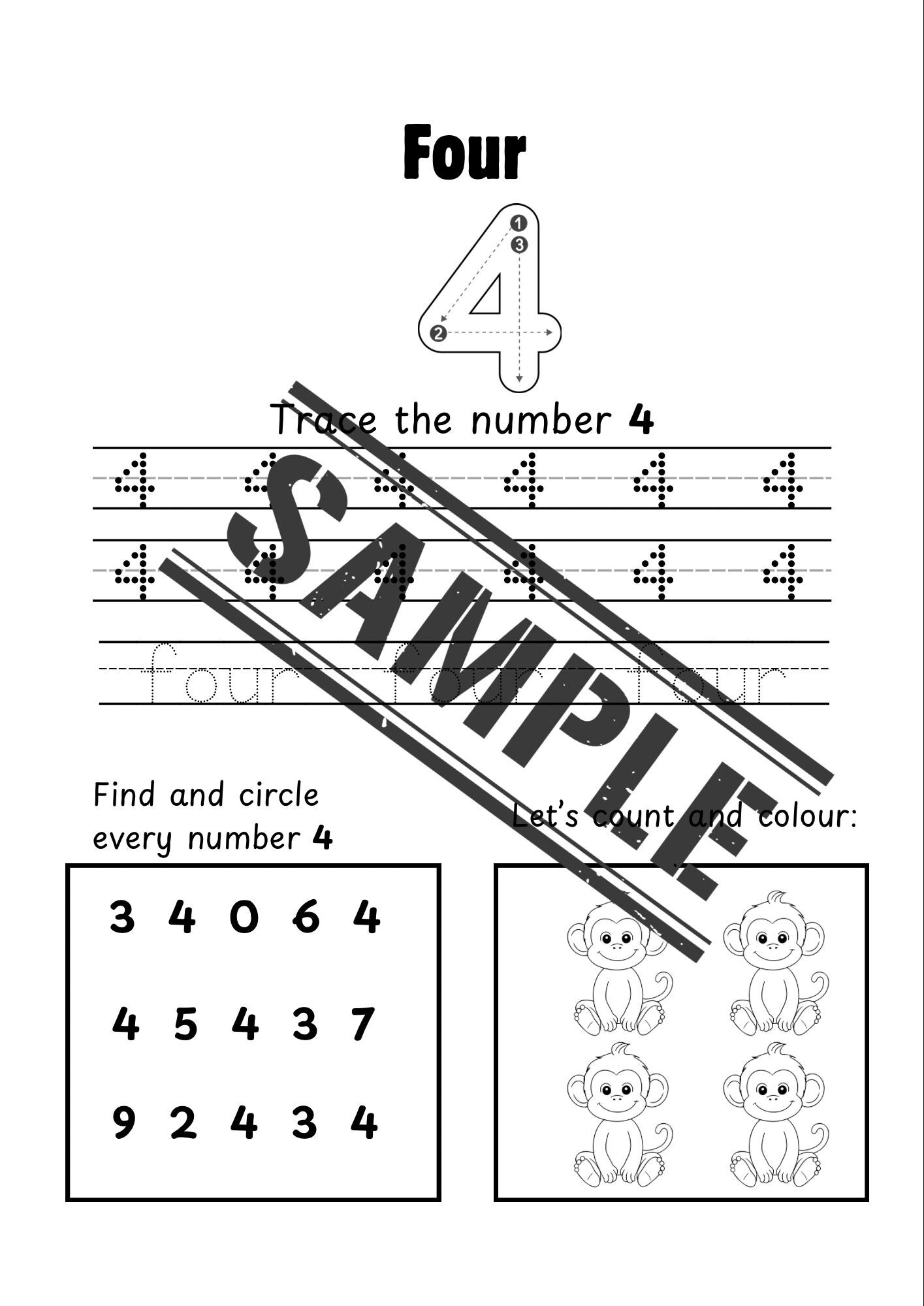 Number Tracing and Spelling Worksheets | Preschool & Kindergarten ...