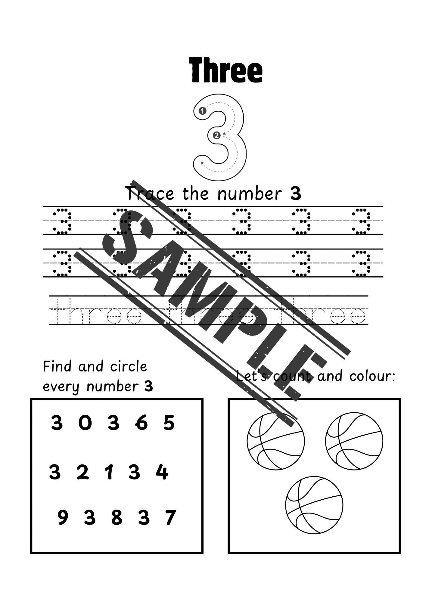 Number Tracing and Spelling Worksheets | Preschool & Kindergarten ...