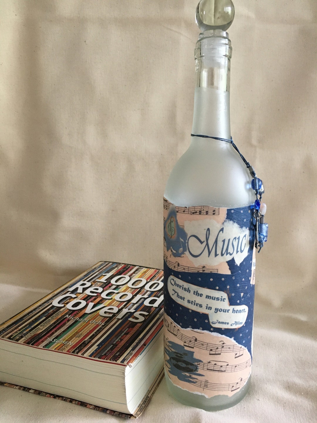 Blues Music Repurposed Wine Bottle, Holds Table Water, Music Teacher ...