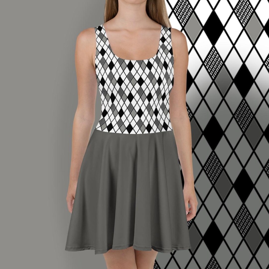 Retro Chic - Geometric Print Dress, Dress With a Geometric Pattern ...