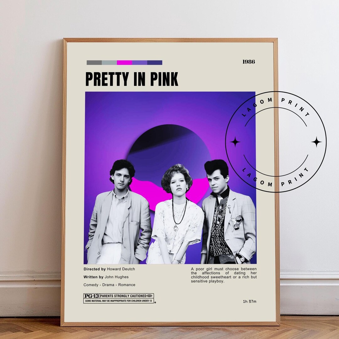 80s Teen Romance Movie Poster: Pretty in Pink, Vintage Retro Film Art ...