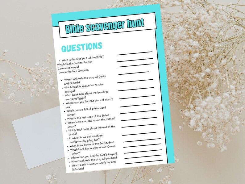 Books of the Bible Scavenger Hunt Game: Printable Church Activity (PDF ...