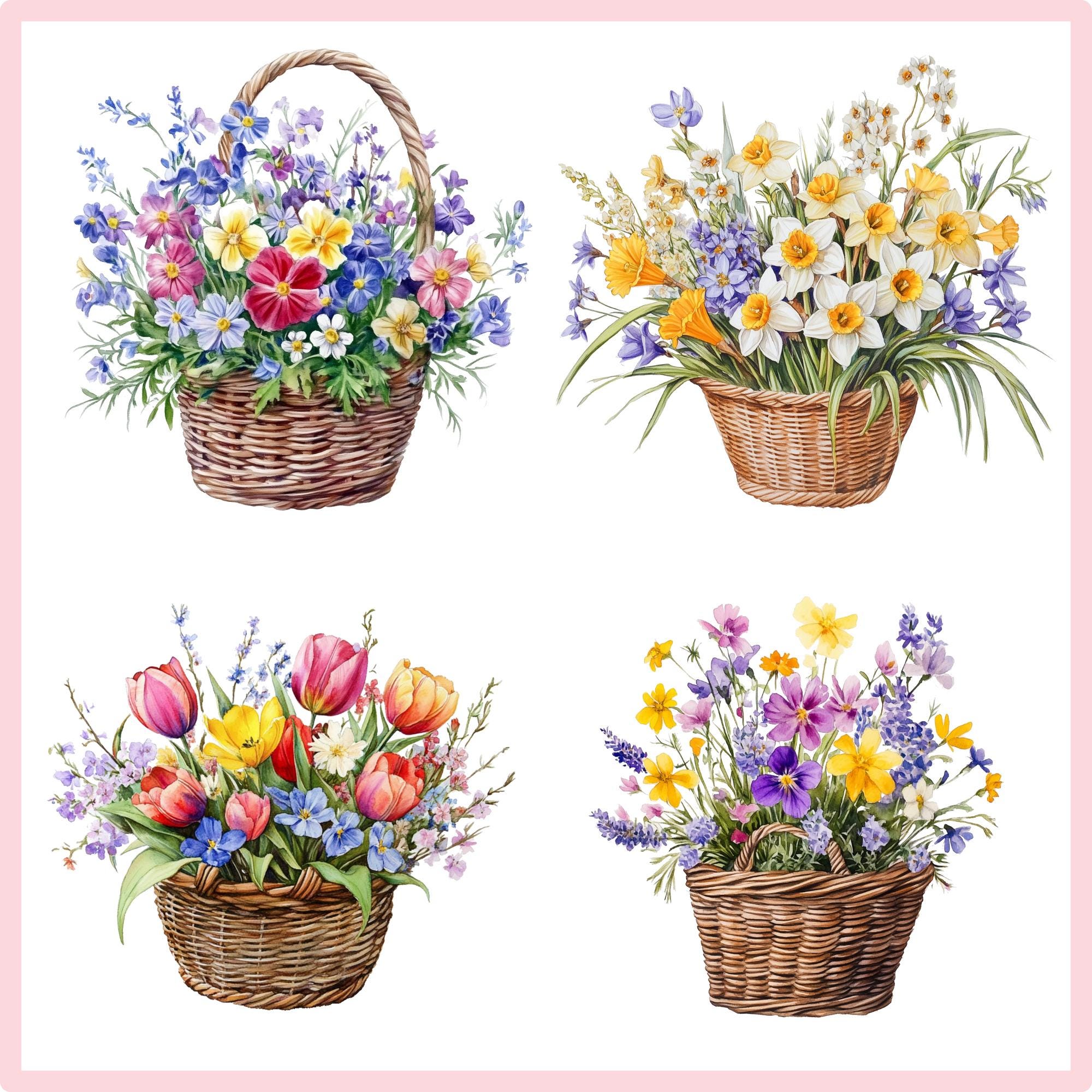 Spring Flowers Clipart Bundle, Spring Png Designs, Spring Flowers ...