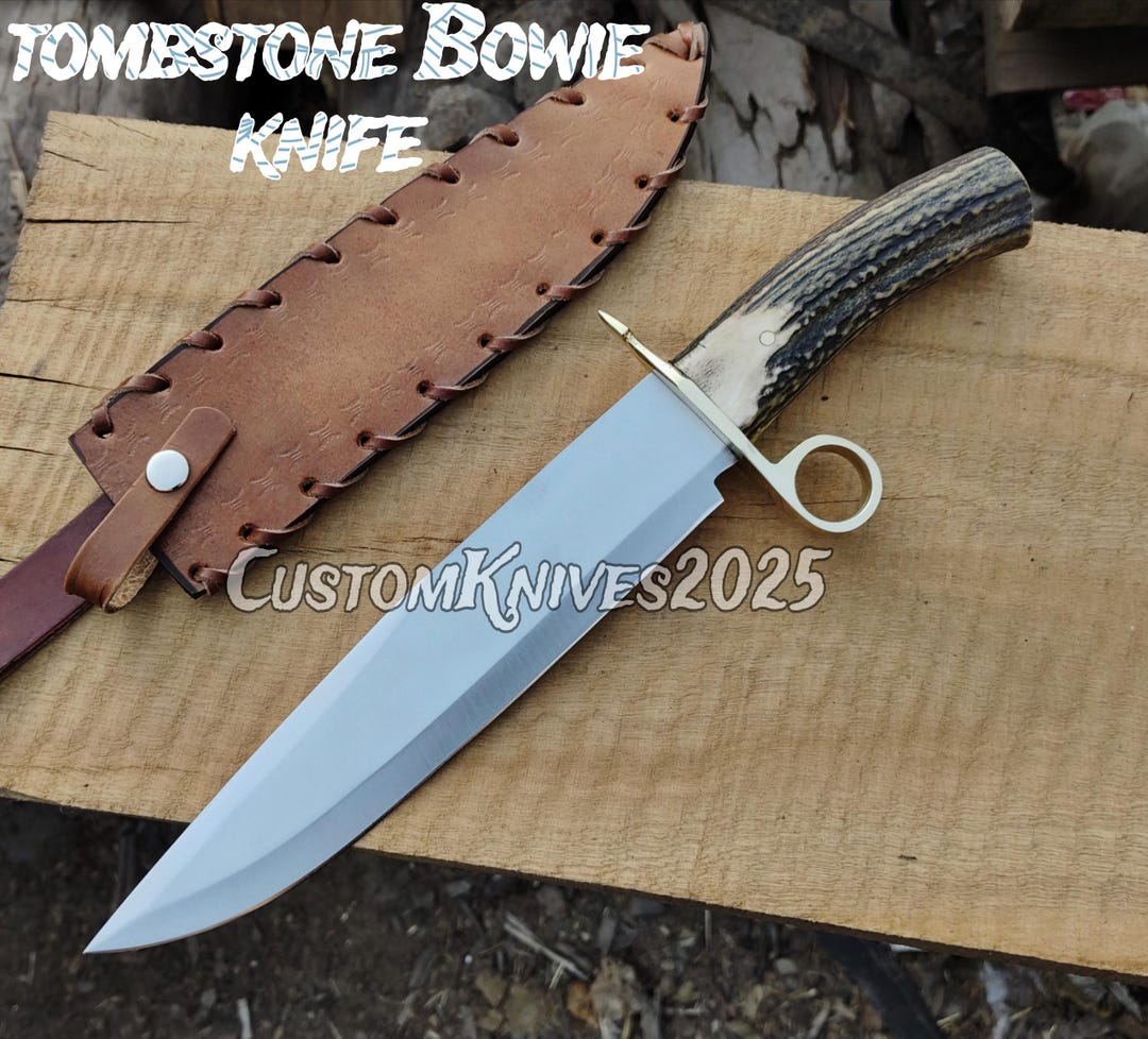 Tombstone Movie Knife, Stage Horn Replica Bowie Knife, Handmade Fixed ...