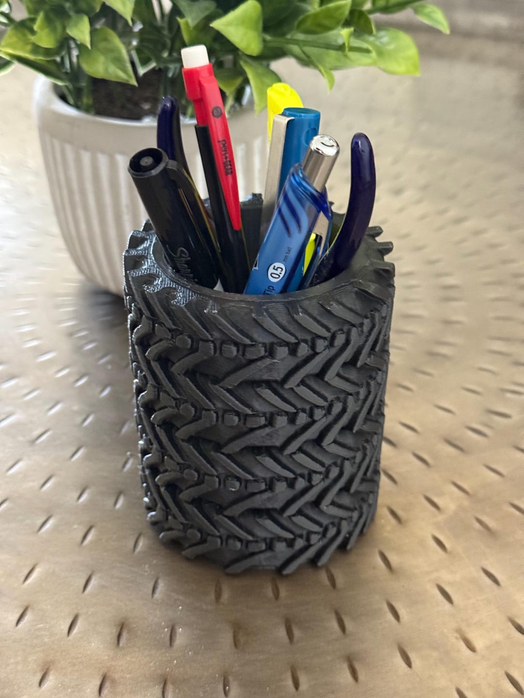 Black Stacked Tire Pencil Holder - Desk Organizer for Pens, Pencils ...
