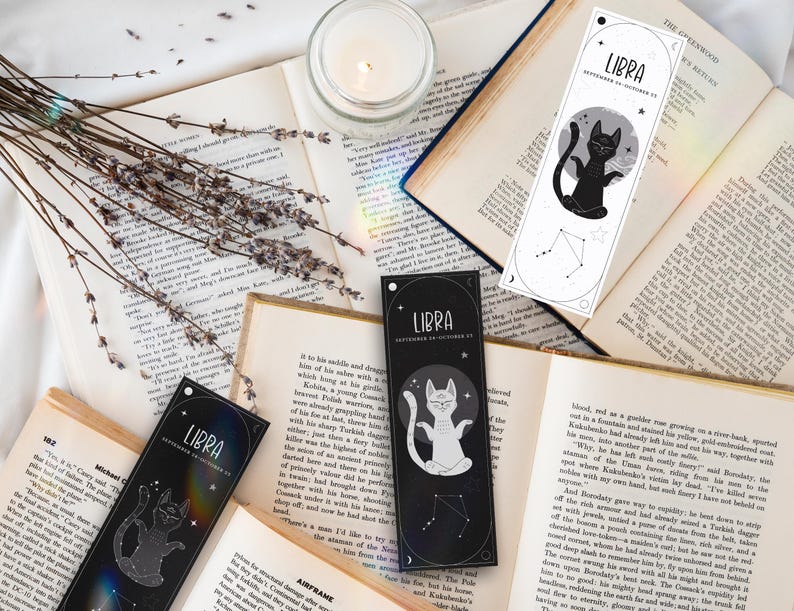 Zodiac Cats Printable Bookmarks | Libra | Celestial | Book Lover ...