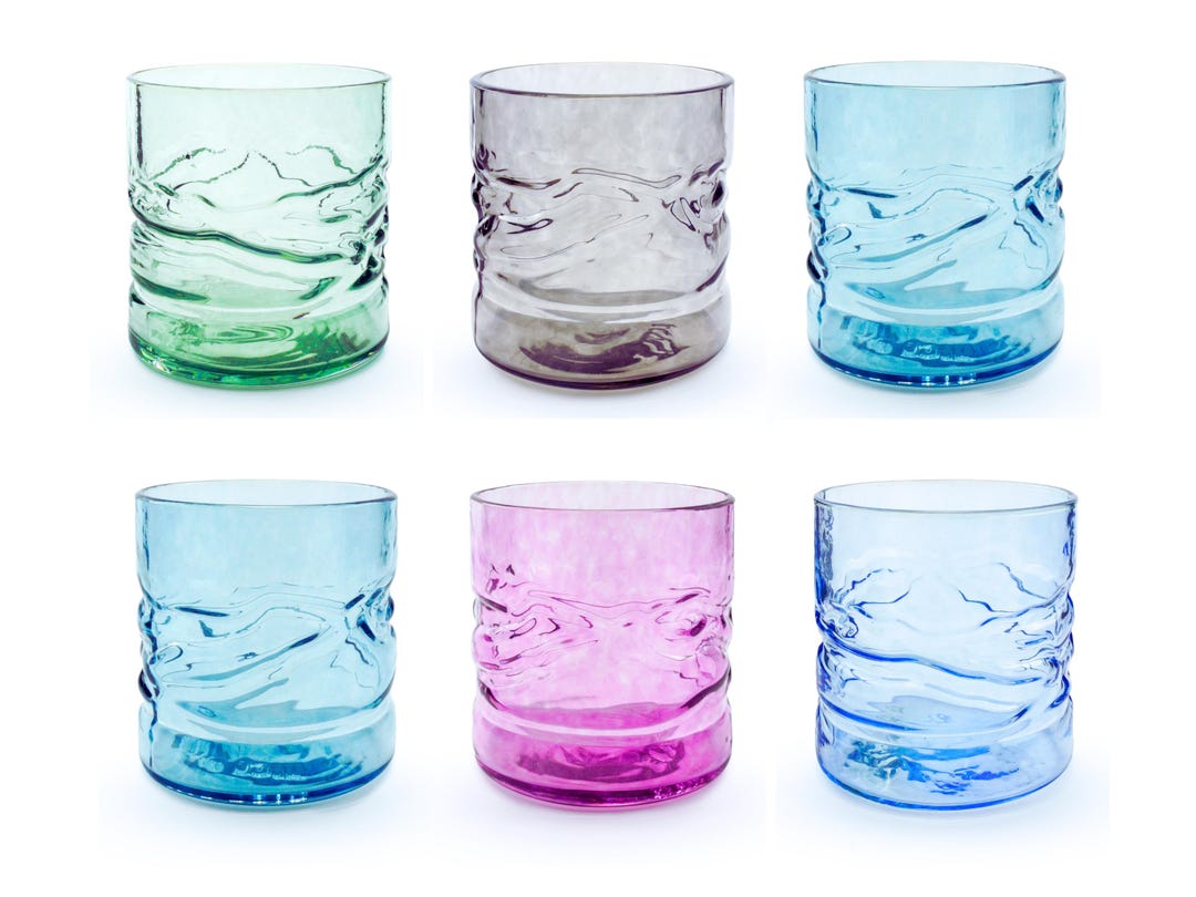 Ridge Short Tumbler - Handblown Glass - Cocktail Glass - Blue Ridge ...