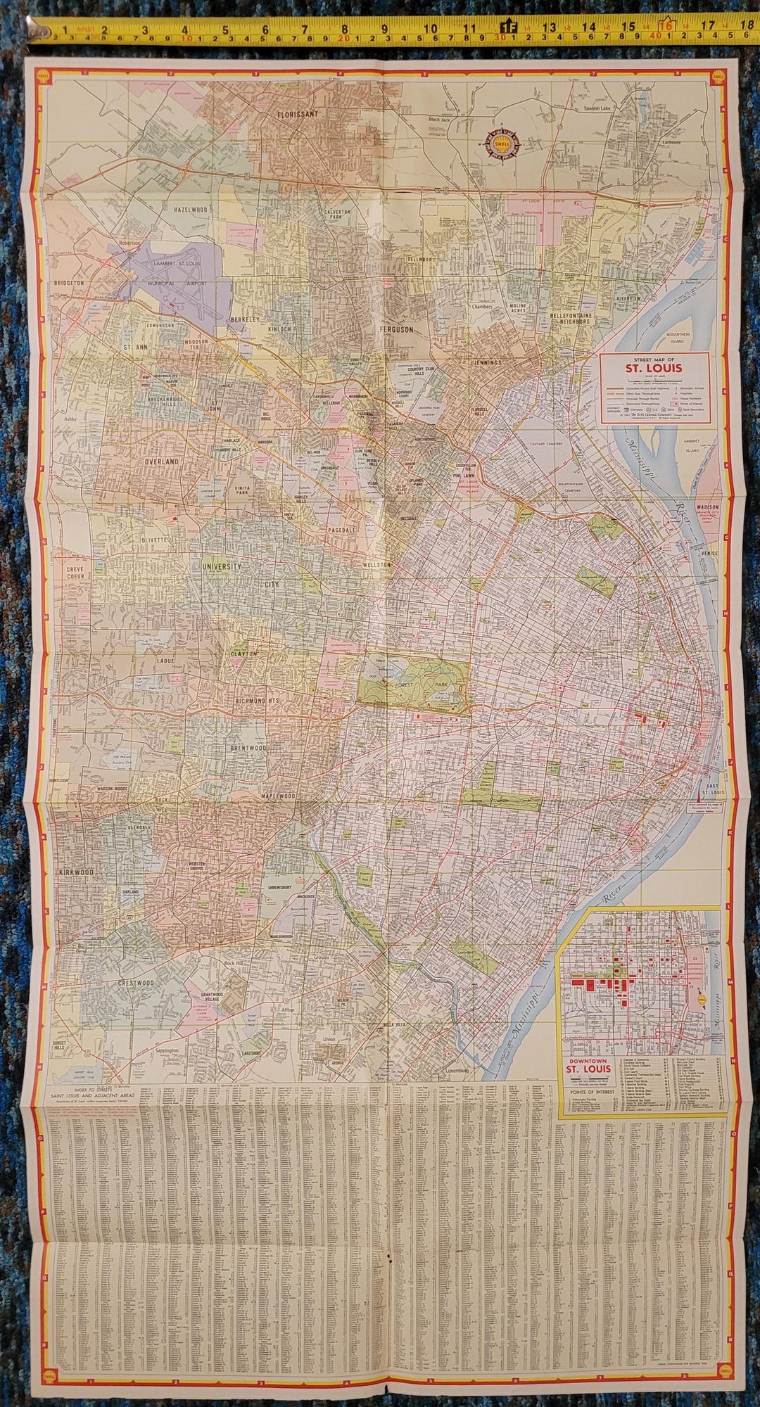 1963 Map of St Louis, Missouri, Vintage City Road Map - Etsy