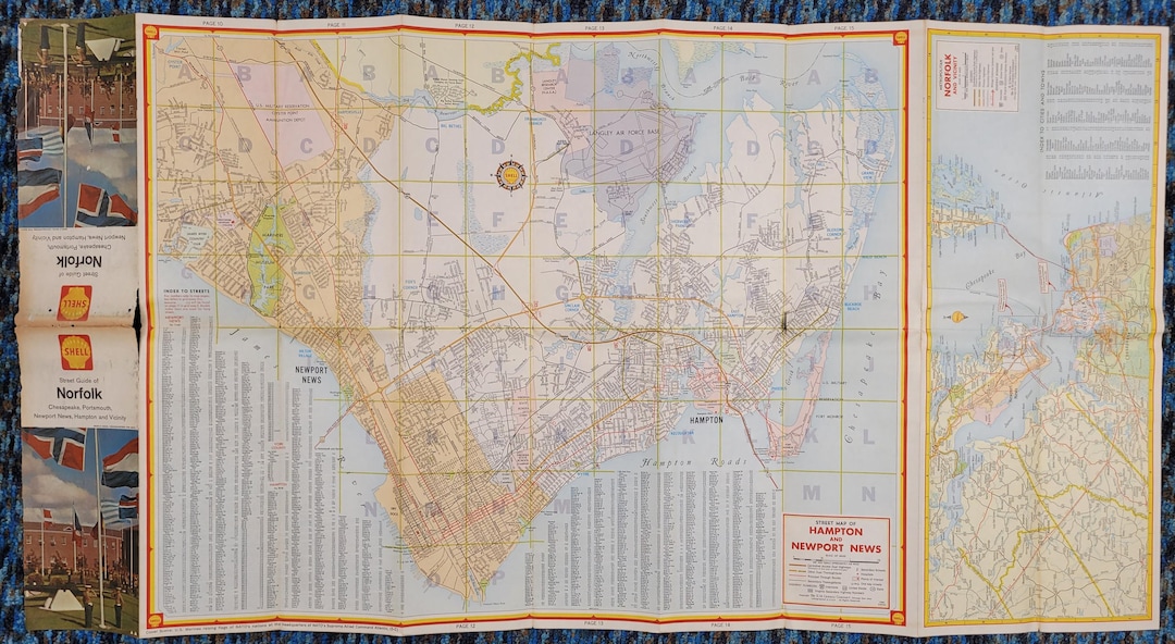 1964 Map of Norfolk VA Area, Vintage City Road Map - Etsy
