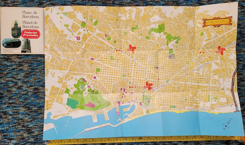 Vintage Map of Barcelona, Spain, 1983 - Etsy