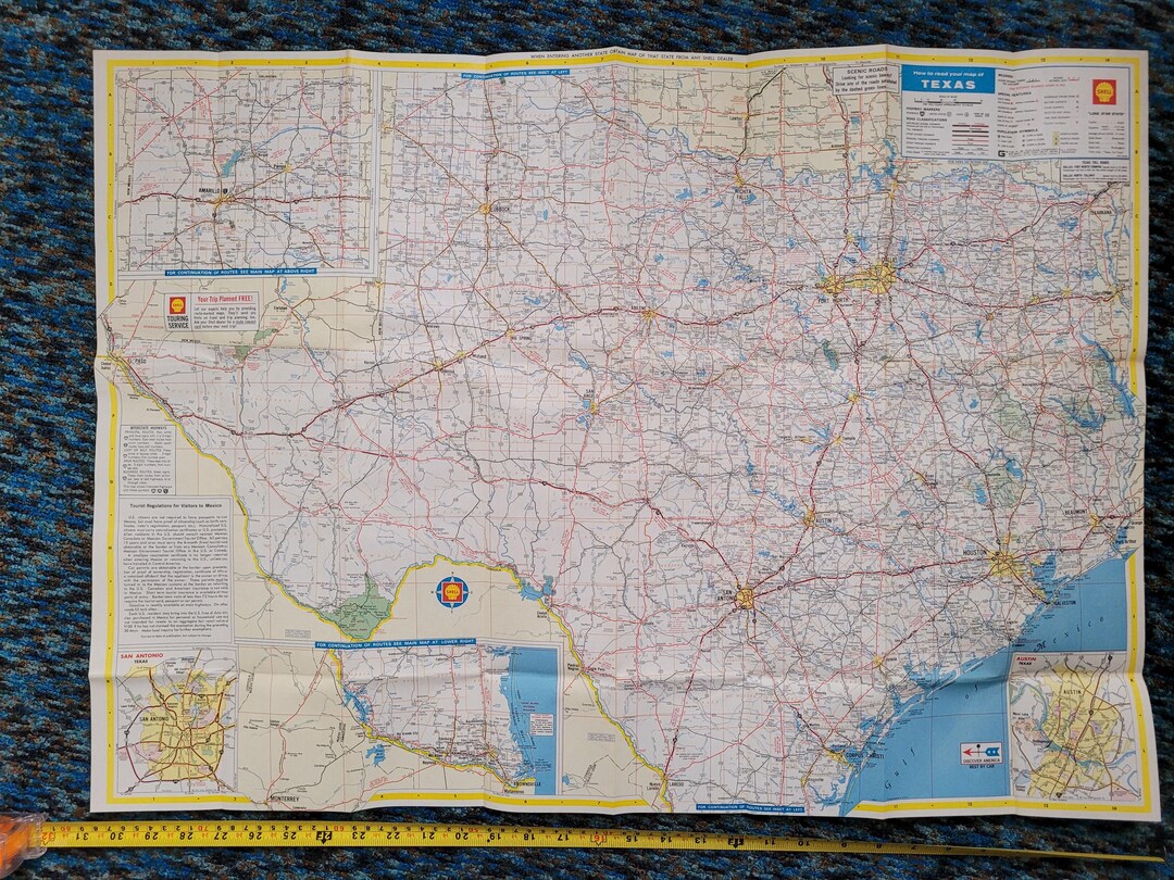 1973 Map of Texas, Vintage Road Map - Etsy