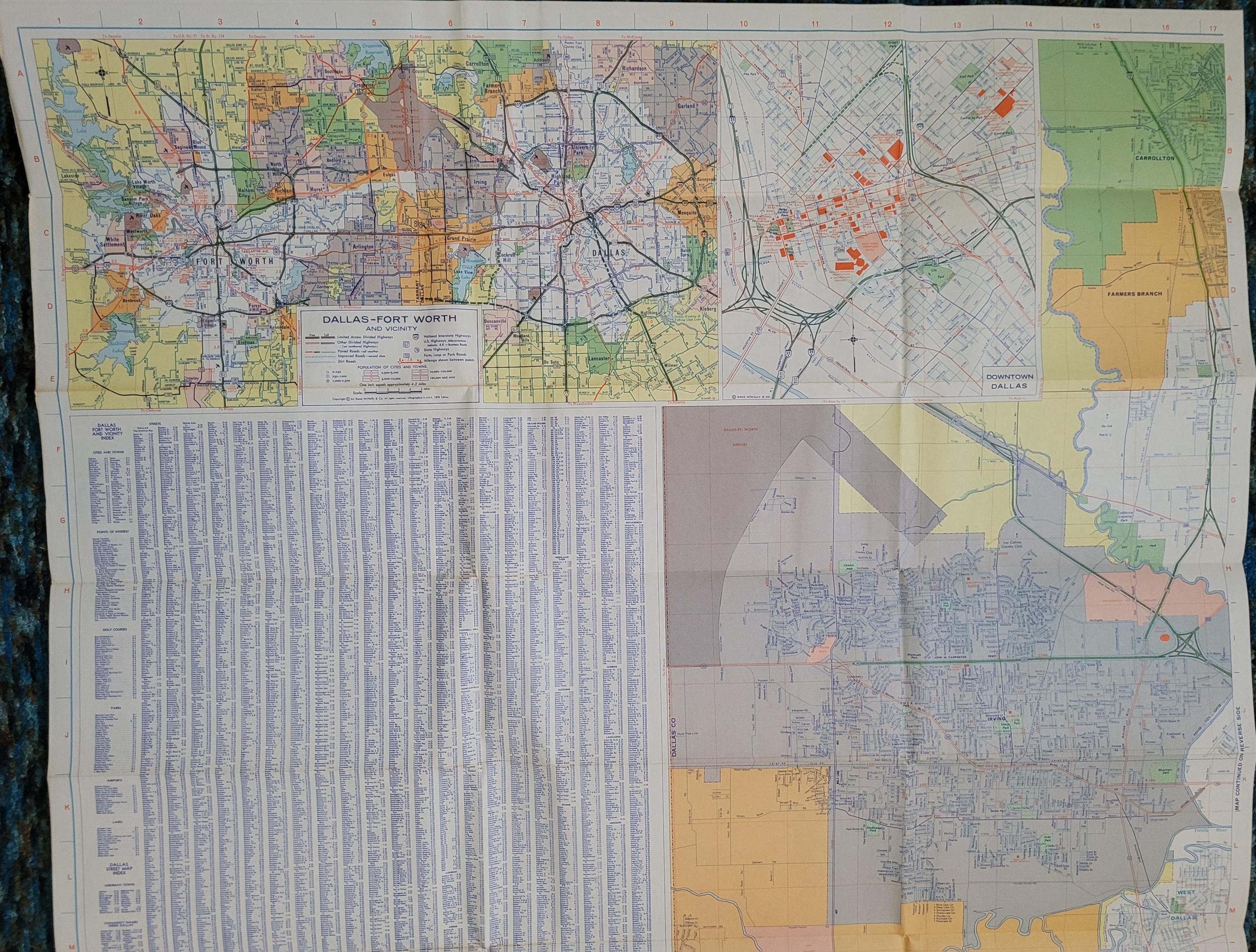 1975 Map of Dallas, Texas, Vintage City Road Map - Etsy