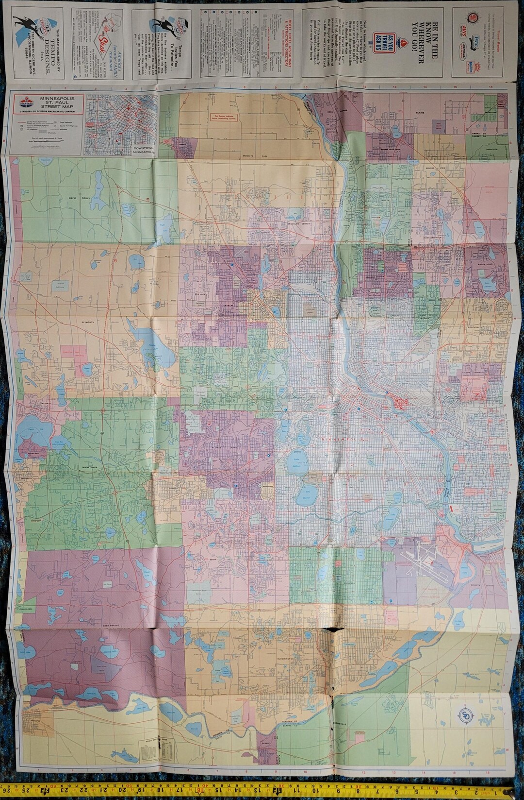 1967 Map of Minneapolis St Paul MN, Vintage City Road Map - Etsy