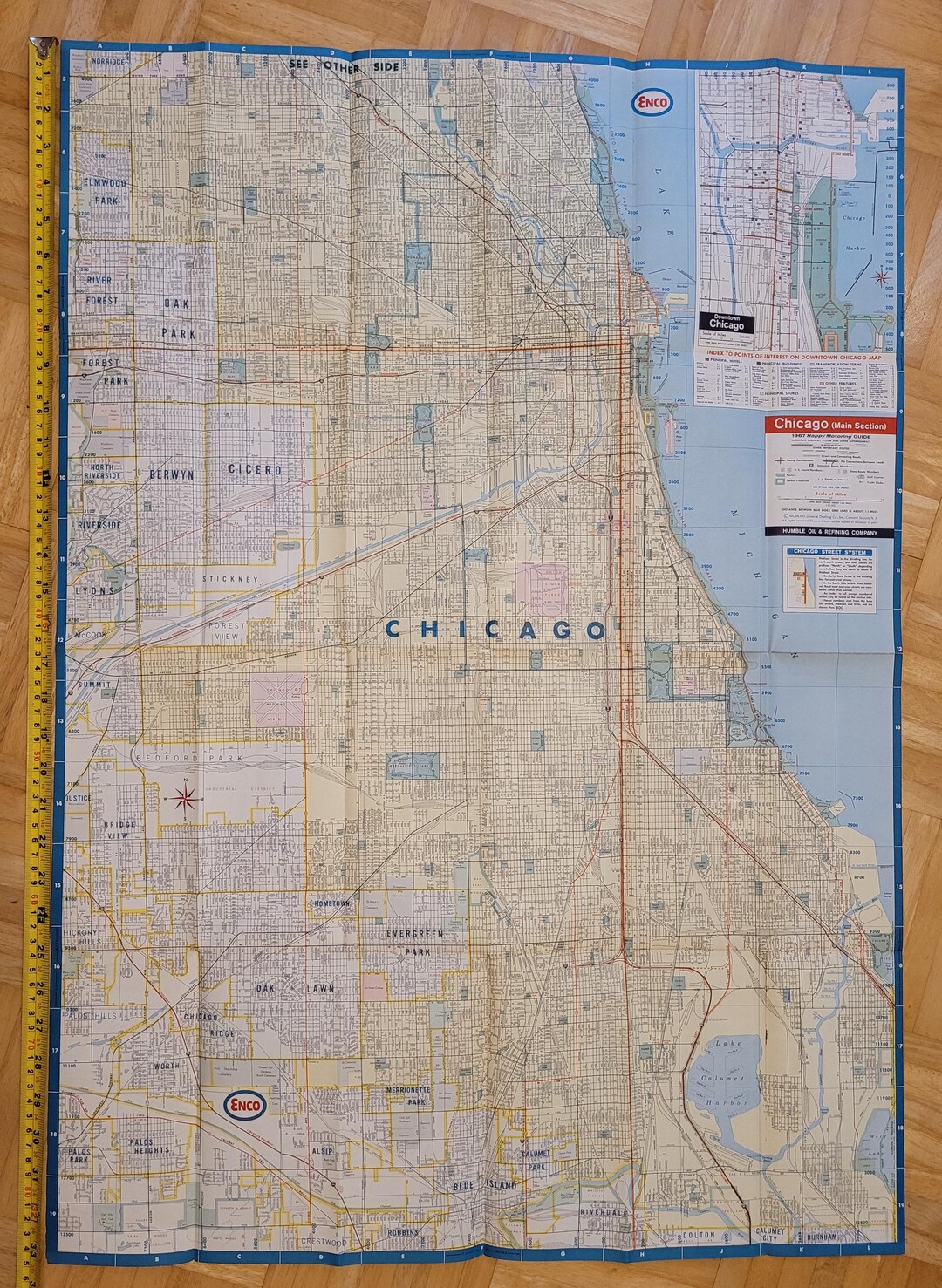 Vintage Map of Chicago 1967 - Etsy
