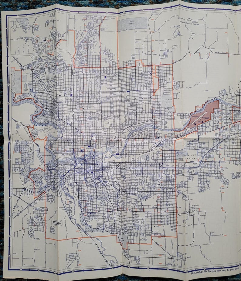 1969 Map of Spokane Washington, Vintage City Road Map - Etsy