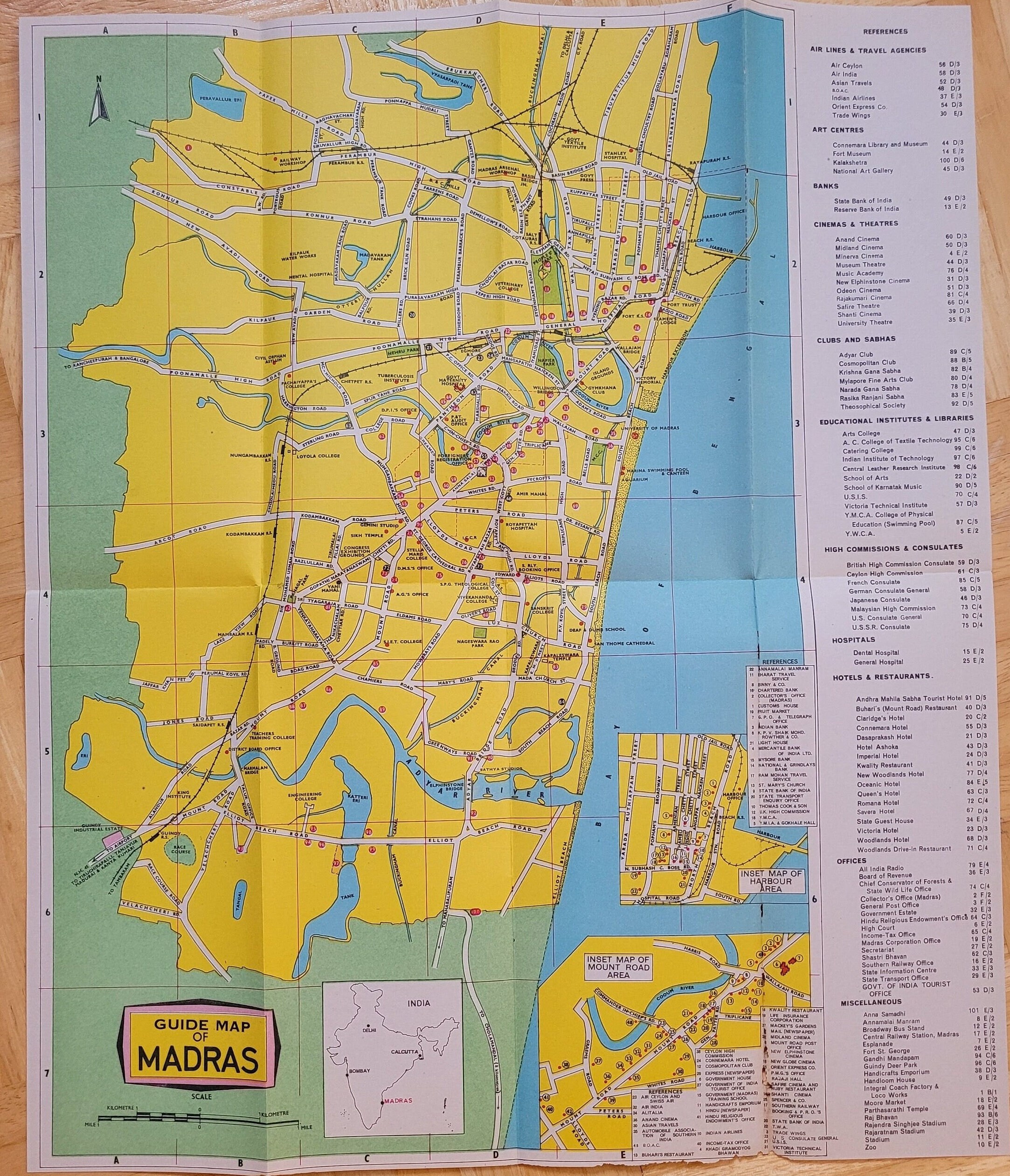 Vintage Map of Madras, India - Etsy