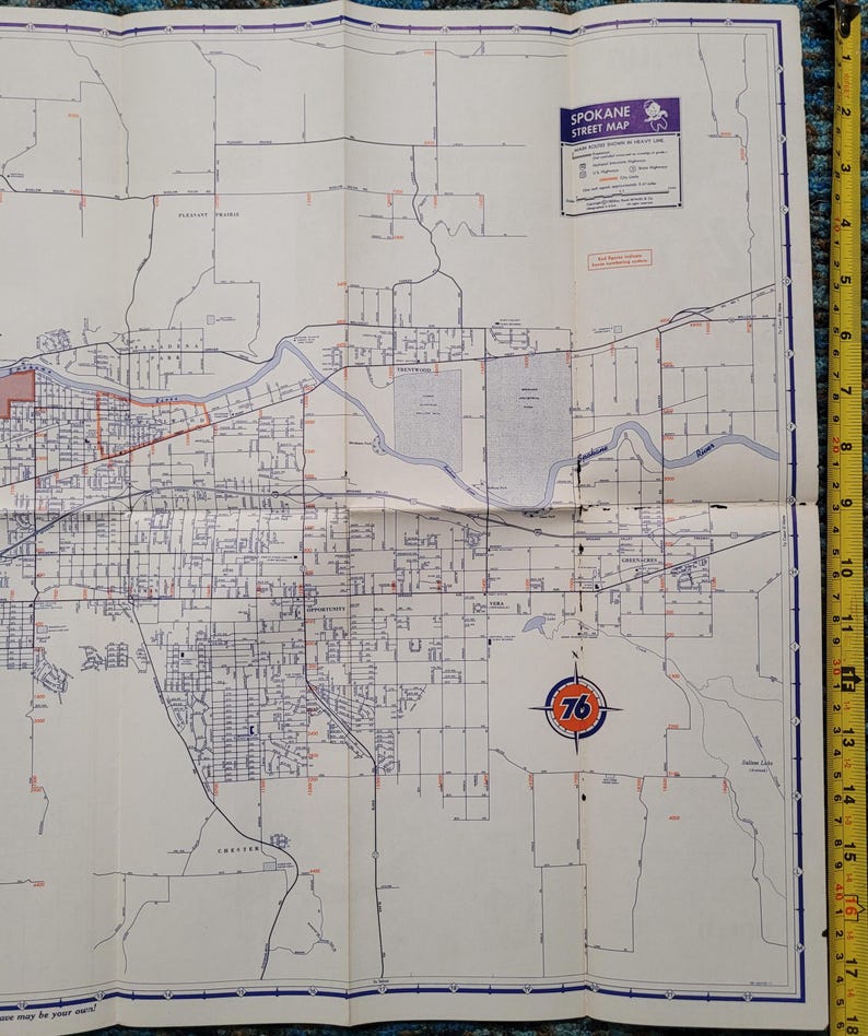 1969 Map of Spokane Washington, Vintage City Road Map - Etsy