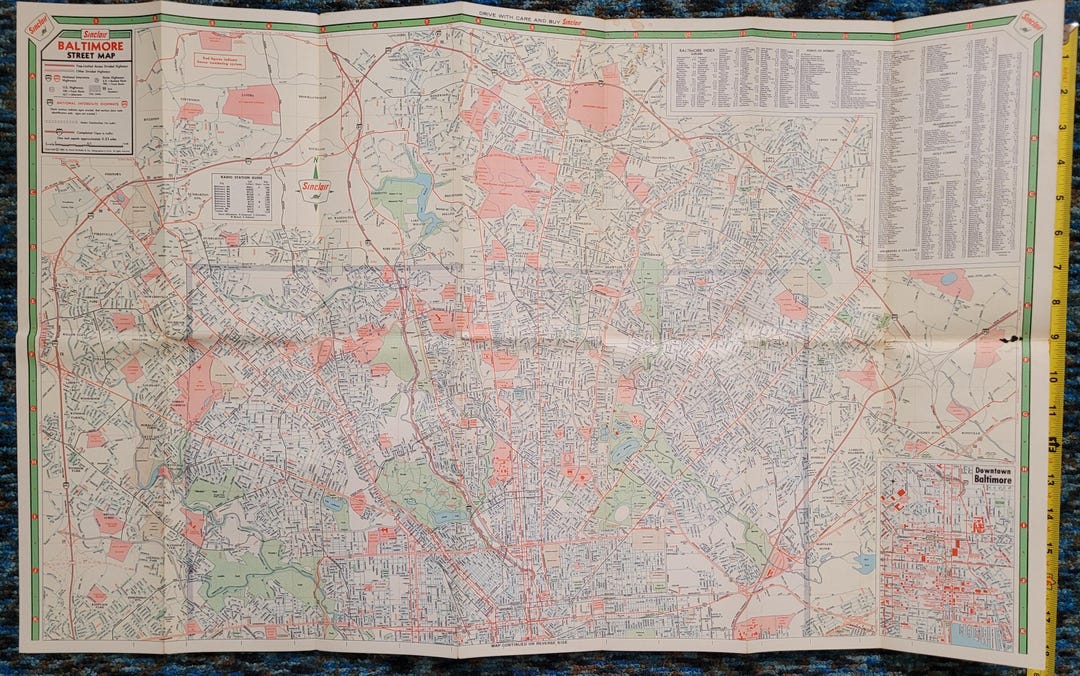 1965 Map of Baltimore Maryland, Vintage City Road Map - Etsy