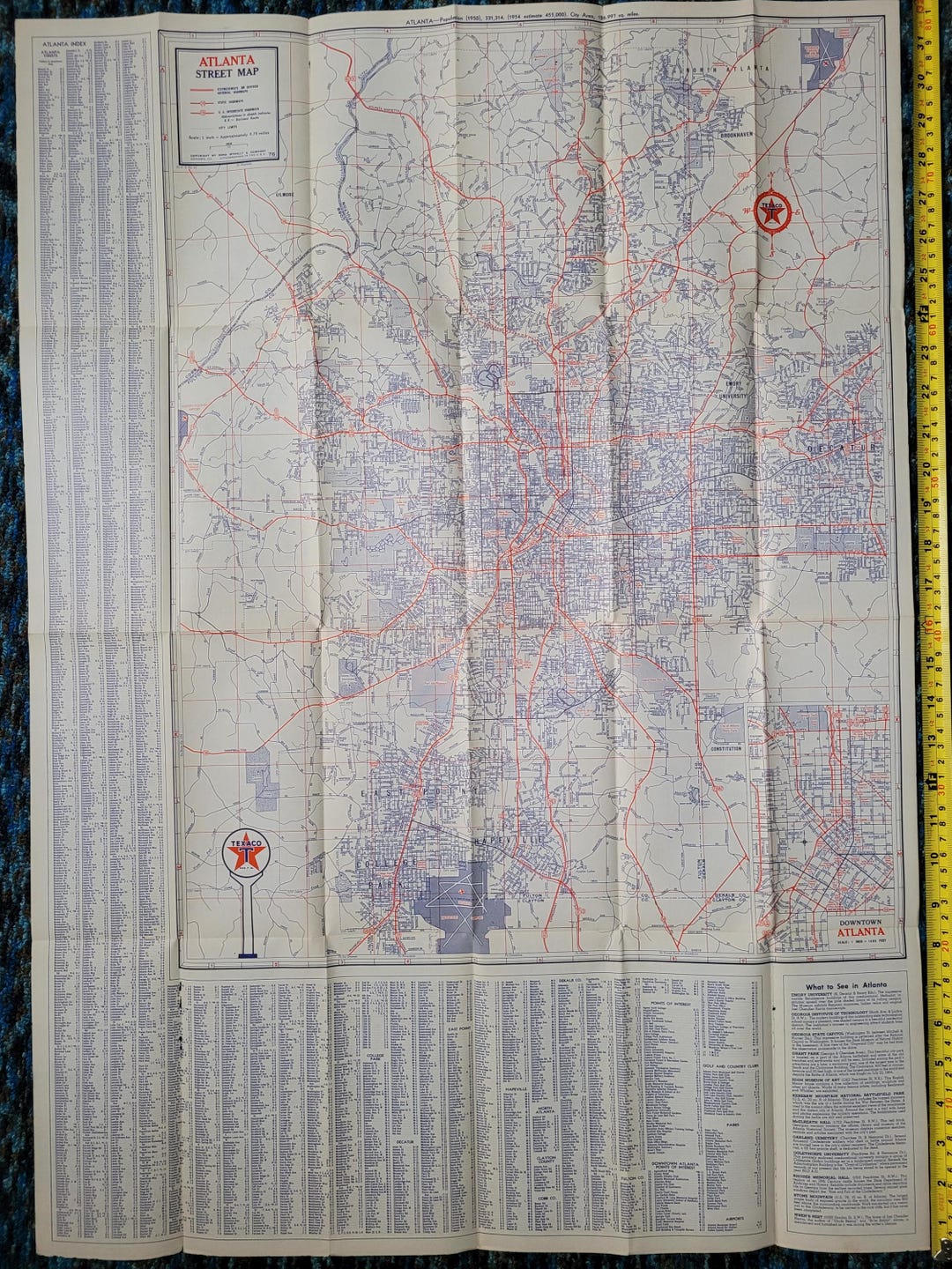 1954 Atlanta GA Birmingham AL Street Map, Vintage City Road Map - Etsy