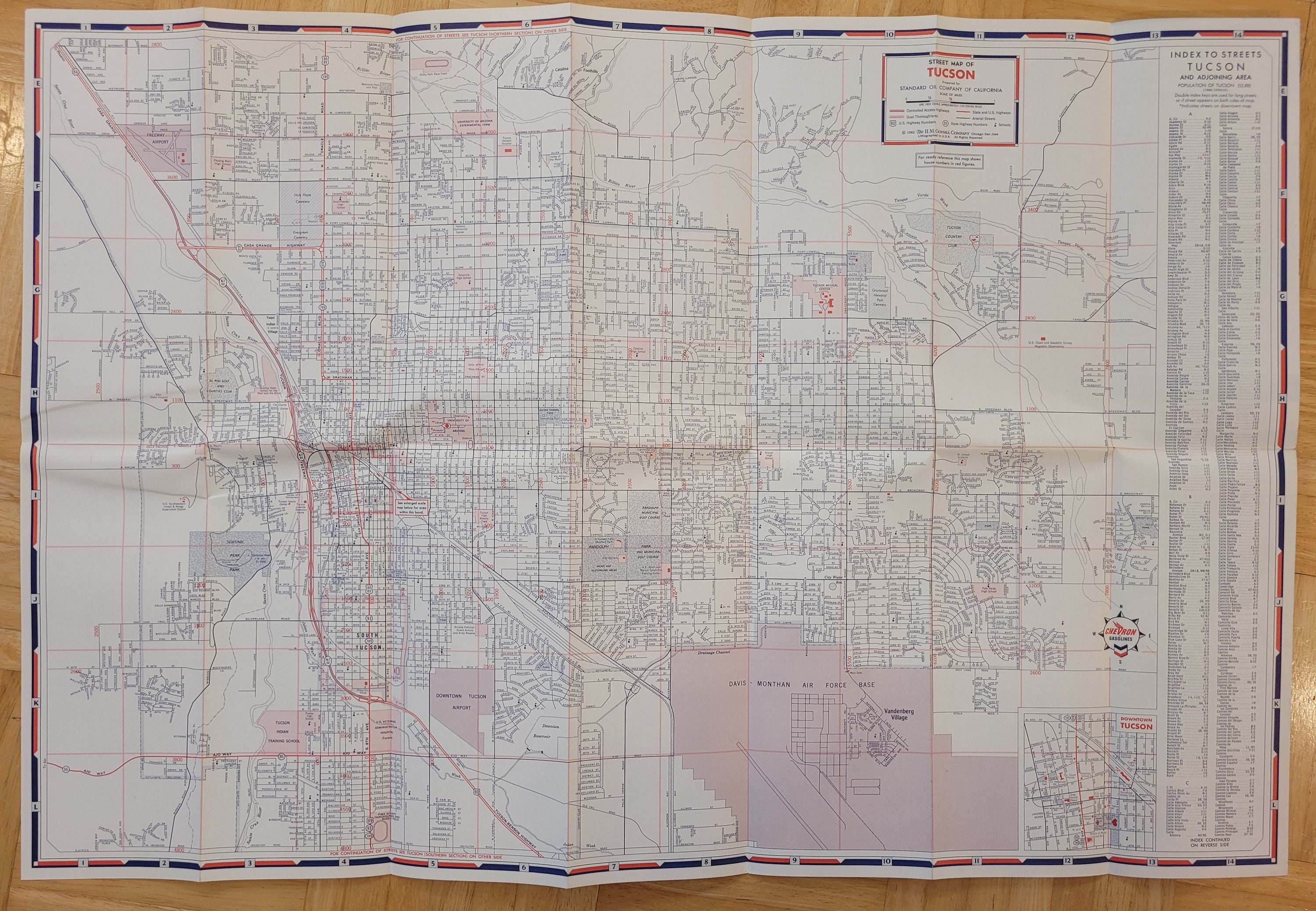 1962 Map of Tucson Arizona, Vintage City Road Map - Etsy