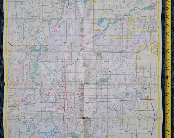 1967 Map of Indianapolis, Indiana, Vintage City Road Map - Etsy