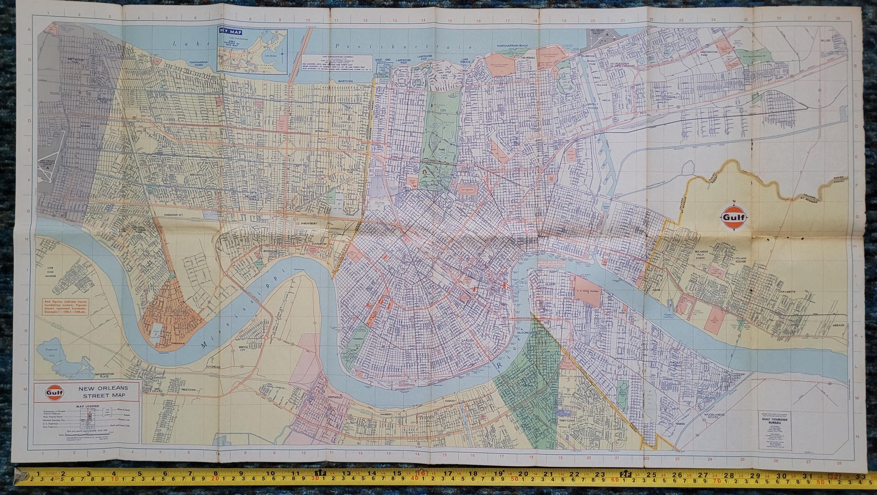 1974 Map of New Orleans, Vintage City Road Map - Etsy