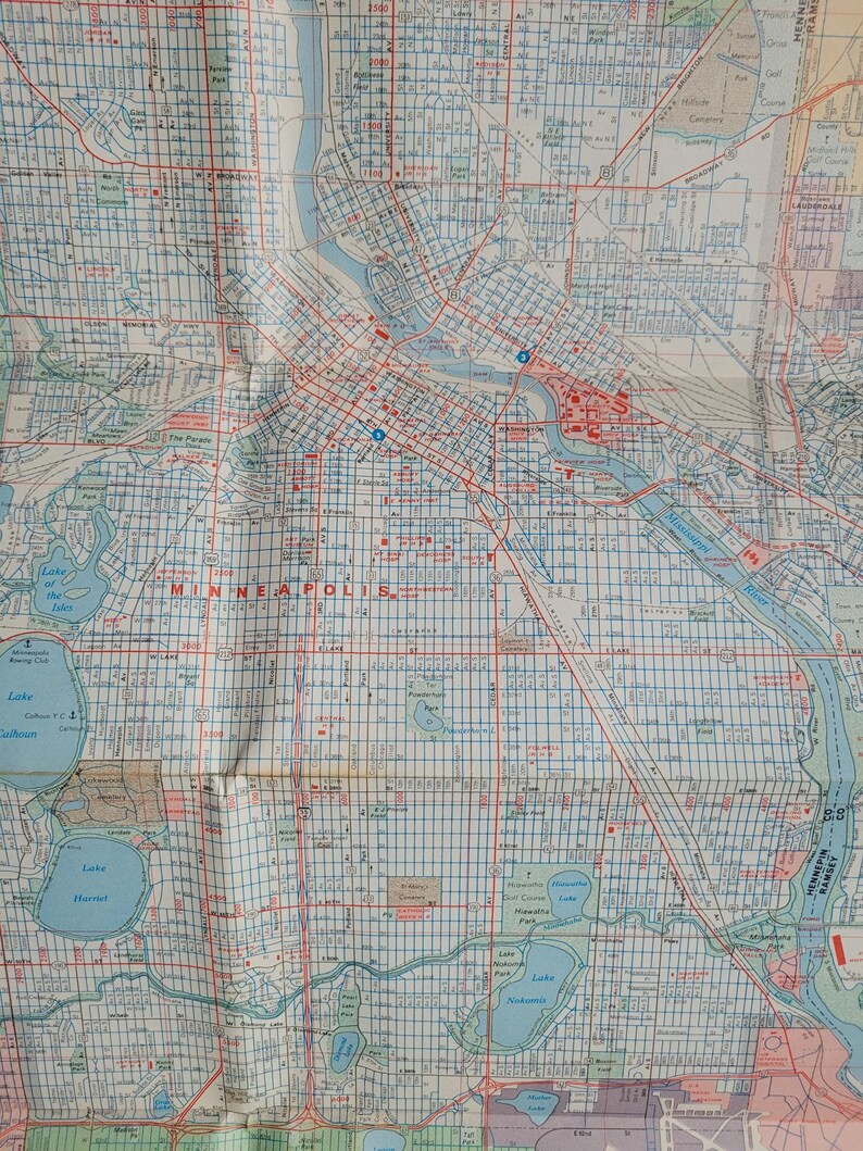 1967 Map of Minneapolis St Paul MN, Vintage City Road Map - Etsy
