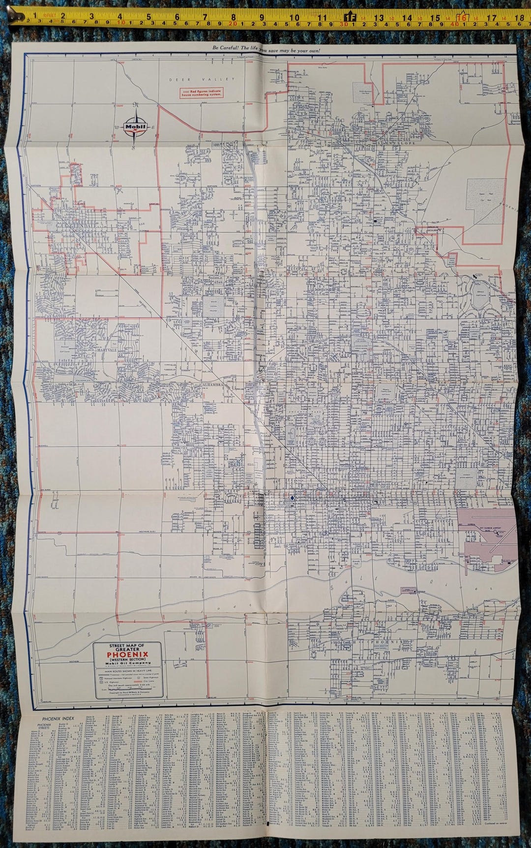 C.1960 Map of Phoenix, Arizona. Vintage City Road Map - Etsy
