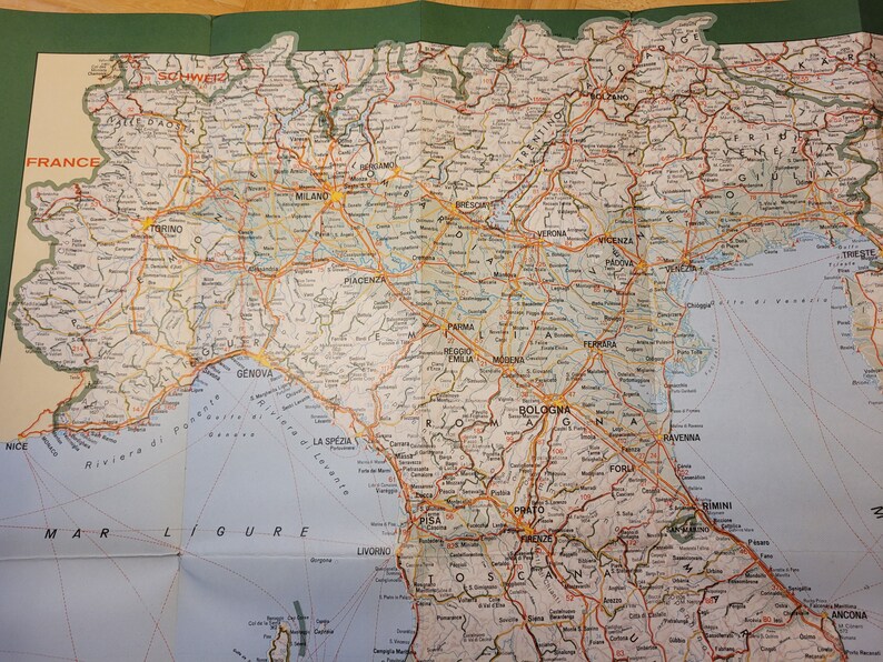 1969 Map of Italy, Vintage Road Map - Etsy