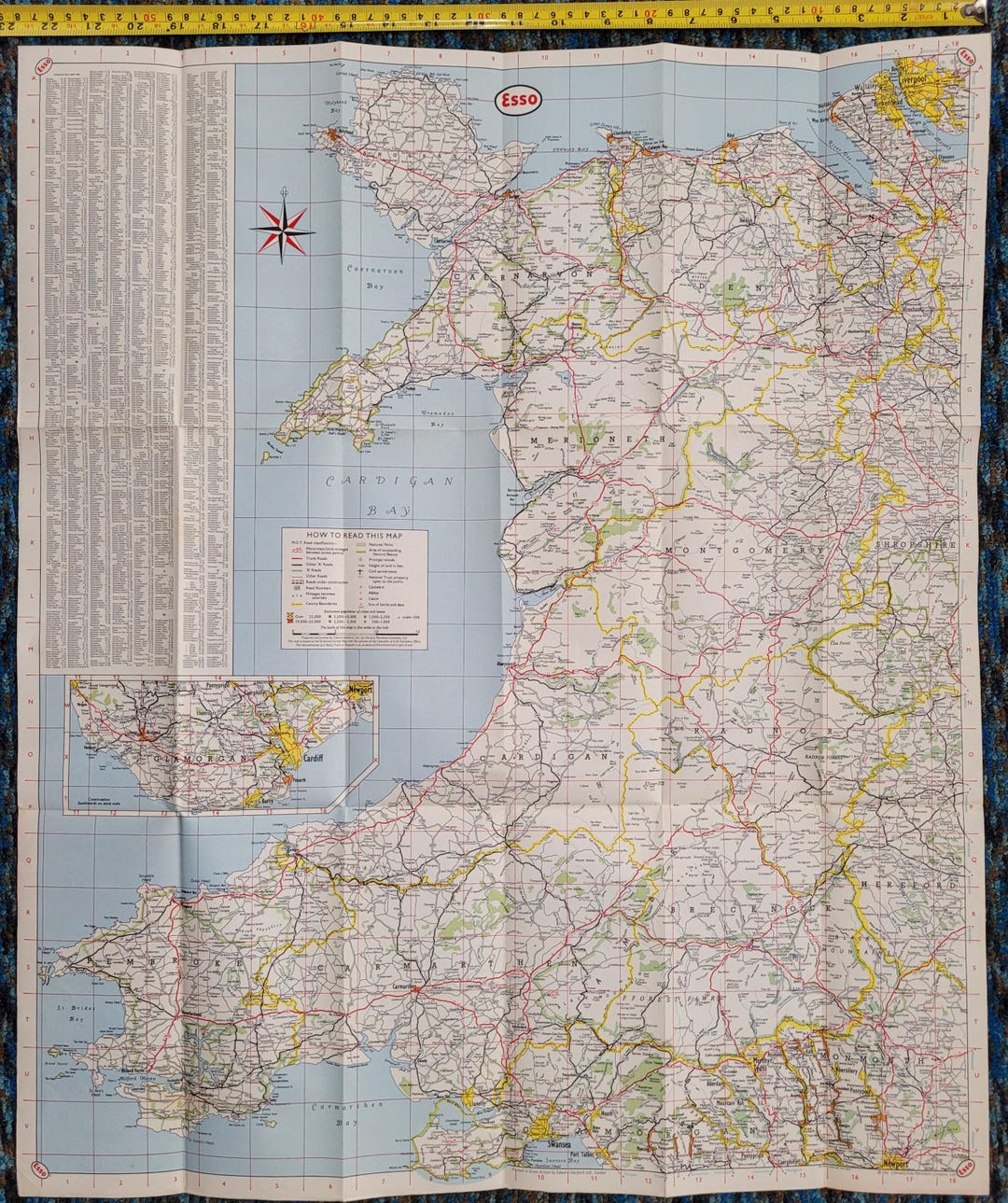 1960 Map of Wales and Midlands England, Vintage City Road Map - Etsy