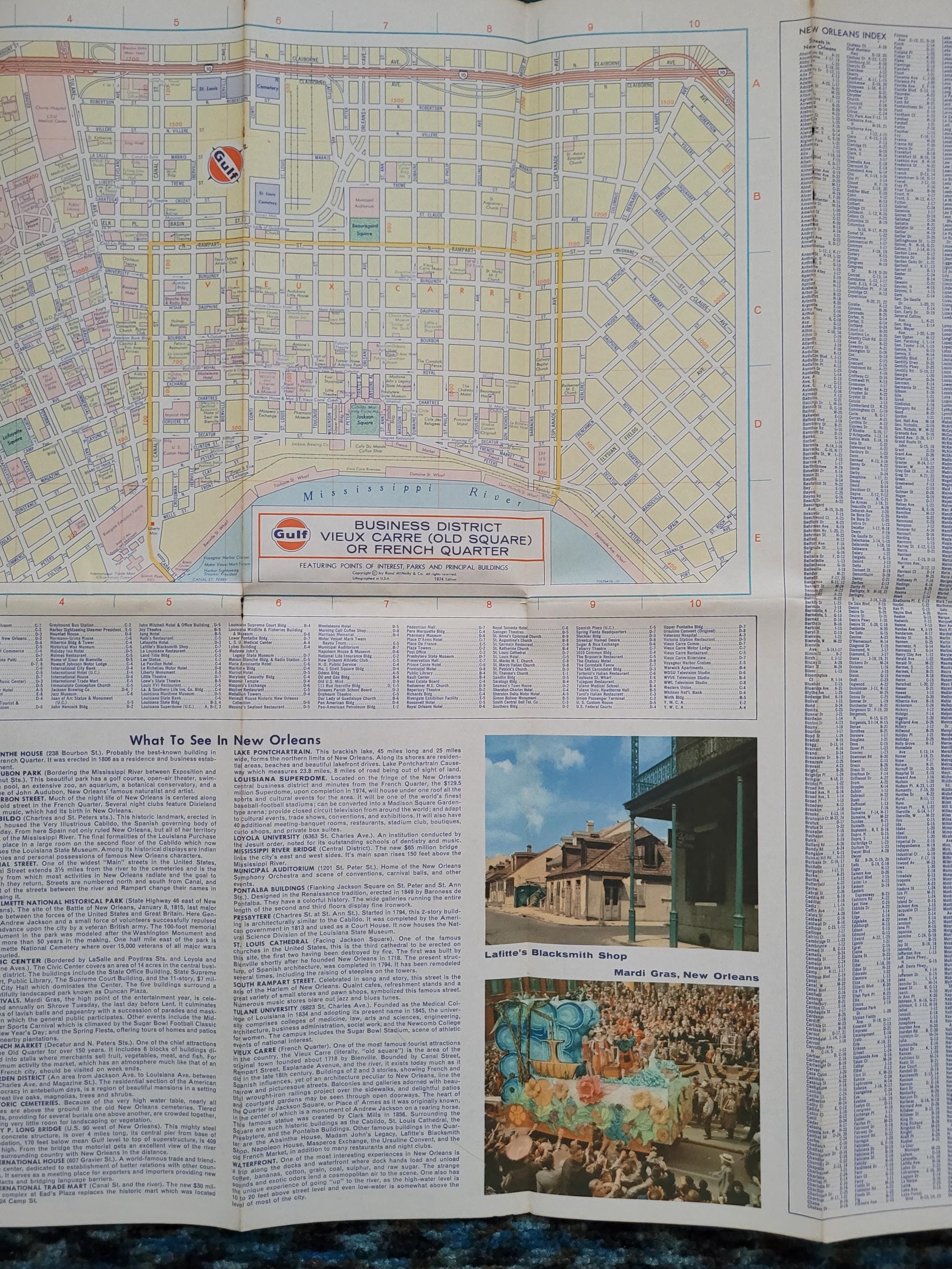 1974 Map of New Orleans, Vintage City Road Map - Etsy