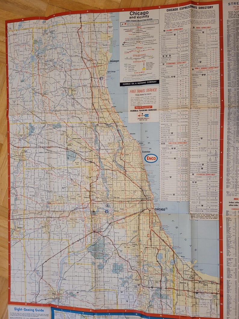 Vintage Map of Chicago 1967 - Etsy