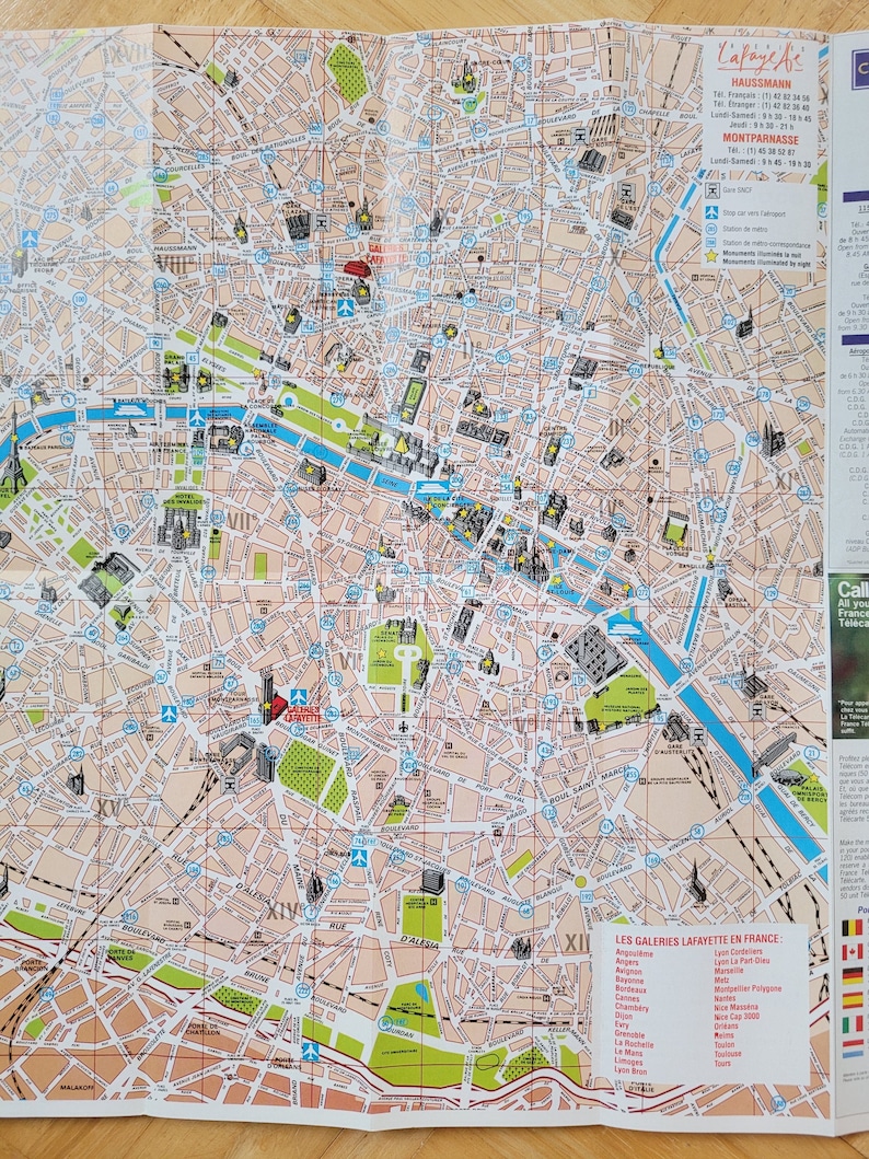 Vintage Map of Paris, France - Etsy