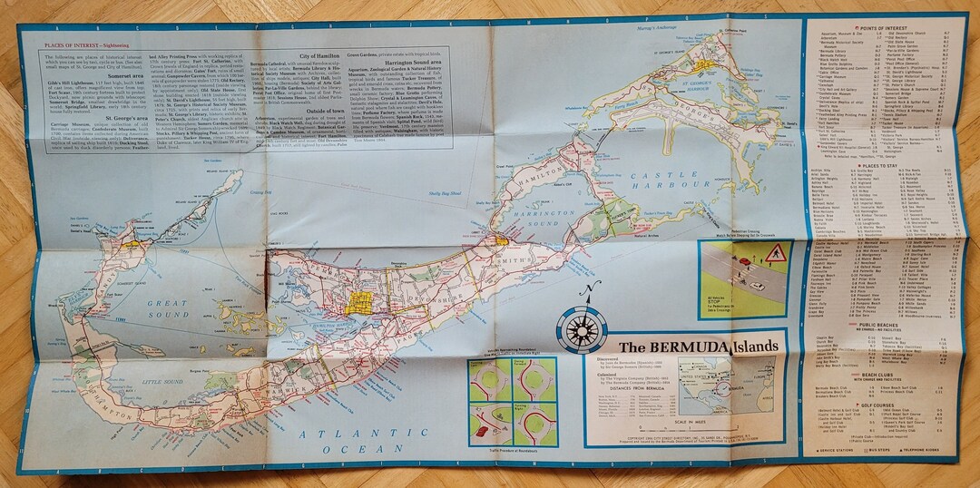 1966 Map of Bermuda, Vintage Road Map - Etsy