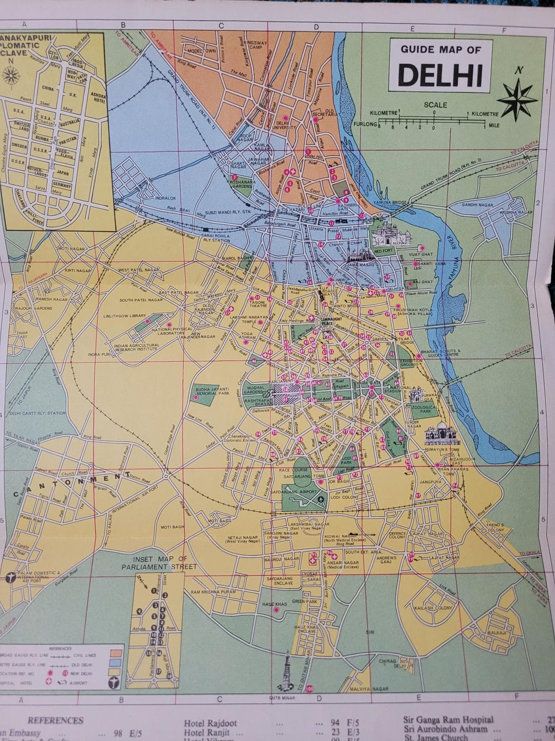 C.1970 Map of Delhi, India, Vintage City Road Map - Etsy
