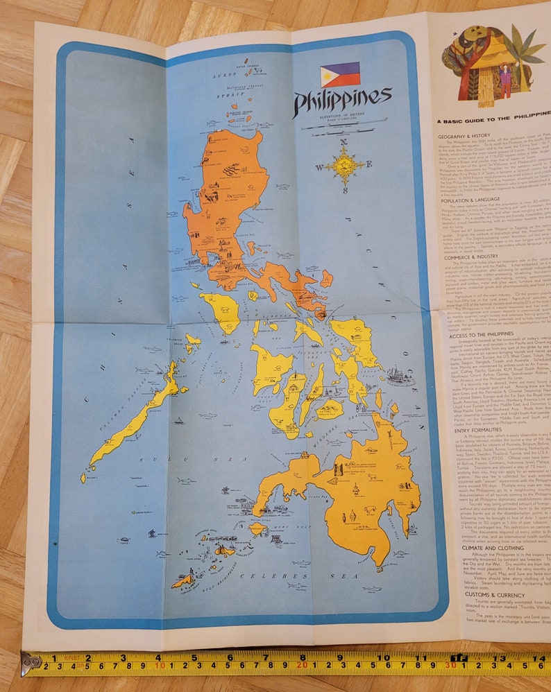 C.1960 Map of the Philippines, Vintage Map - Etsy
