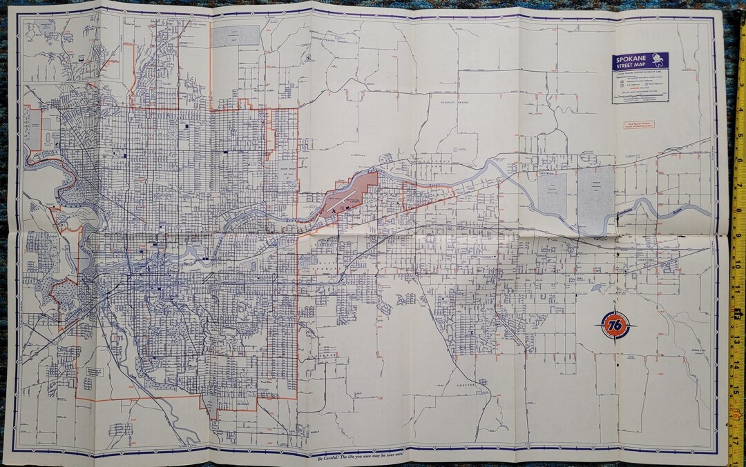 1969 Map of Spokane Washington, Vintage City Road Map - Etsy