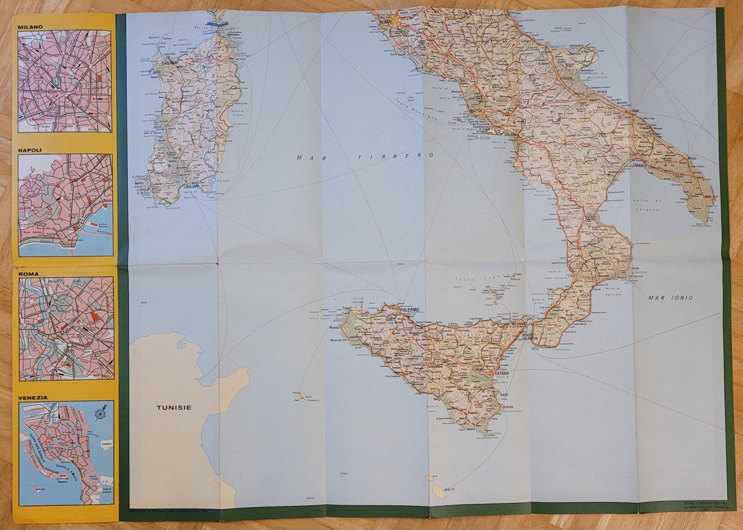 1969 Map of Italy, Vintage Road Map - Etsy