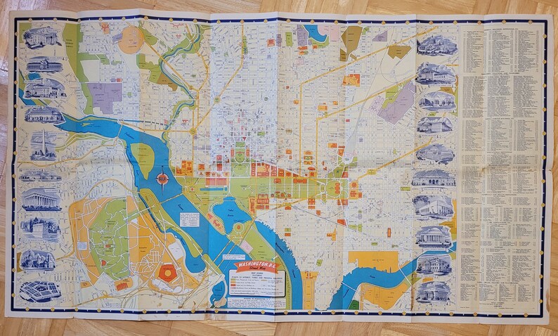 1950s Map of Washington DC, Vintage City Road Map - Etsy