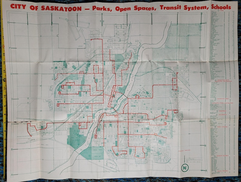 1966 Map of Saskatoon, Vintage City Road Map - Etsy