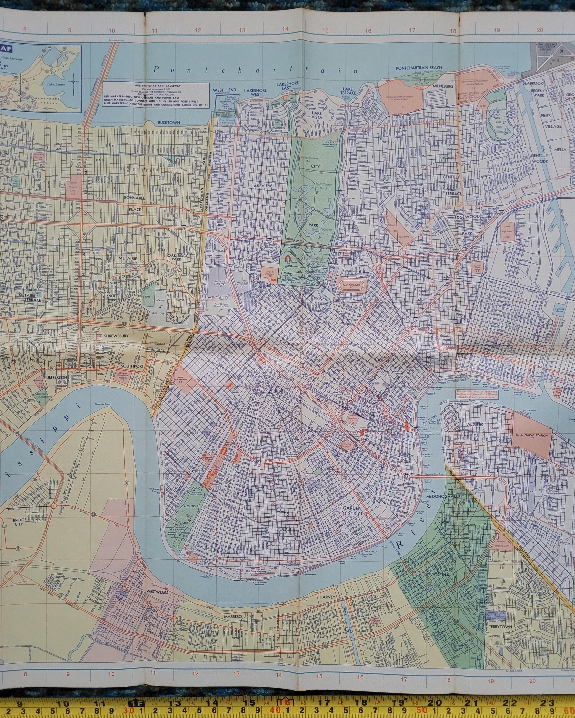1974 Map of New Orleans, Vintage City Road Map - Etsy
