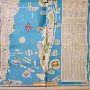 1950s Miami & Miami Beach Pictorial Road Map, Florida - Etsy