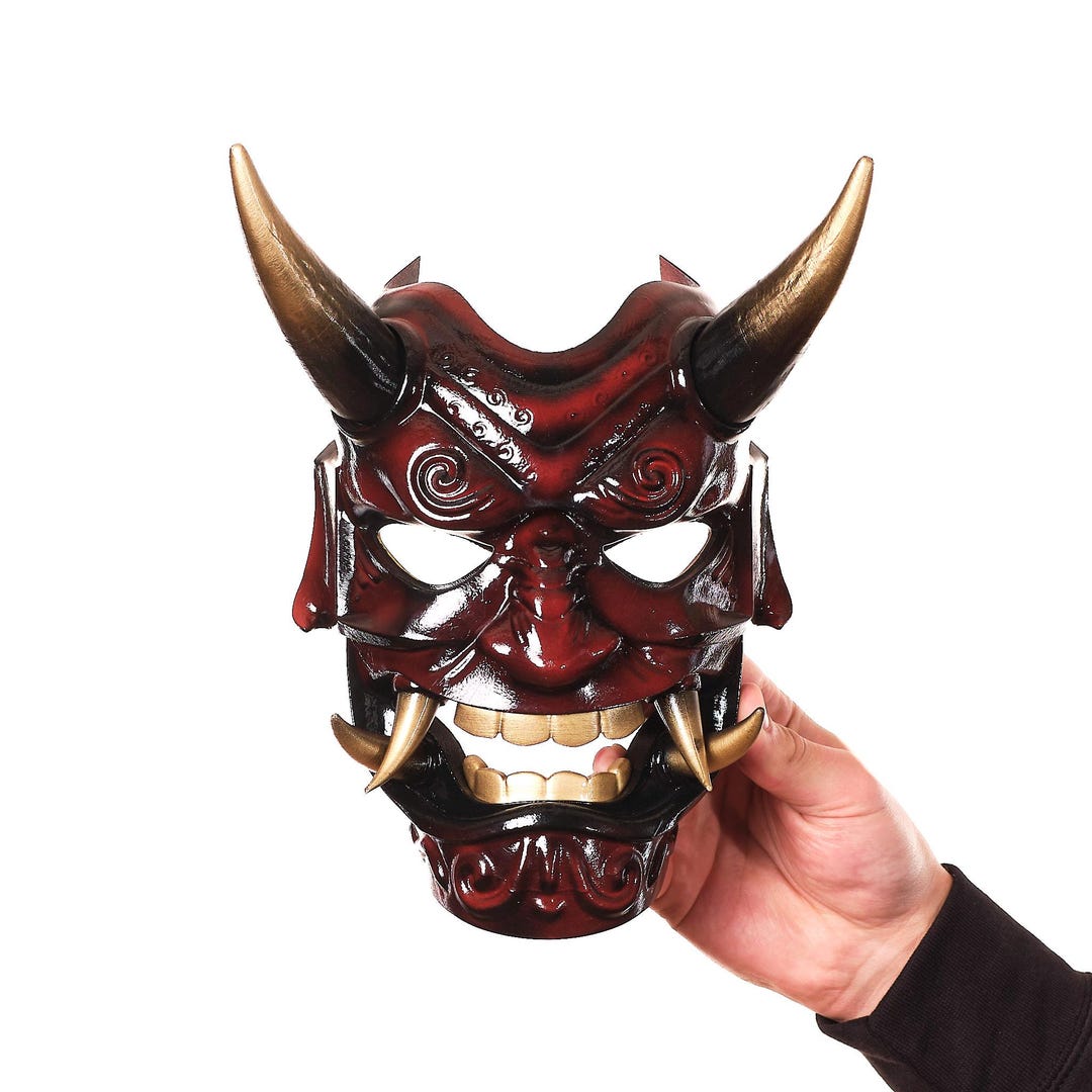 Crimson Tyrant Oni Mask Japanese Folklore Flame Mask Cosplay Samurai - Etsy