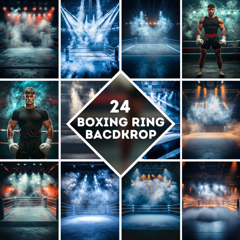 24 Boxing Ring Backdrop, Digital Fighting Area, Wrestling Sport ...
