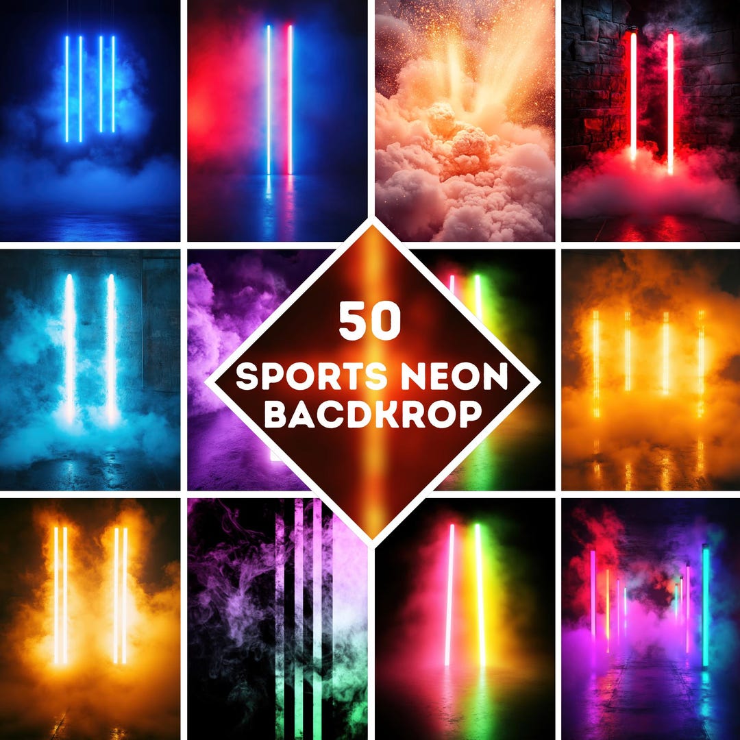 50 Sports Neon Light Backdrops, Stadium Neon Backdrop, Field Light ...