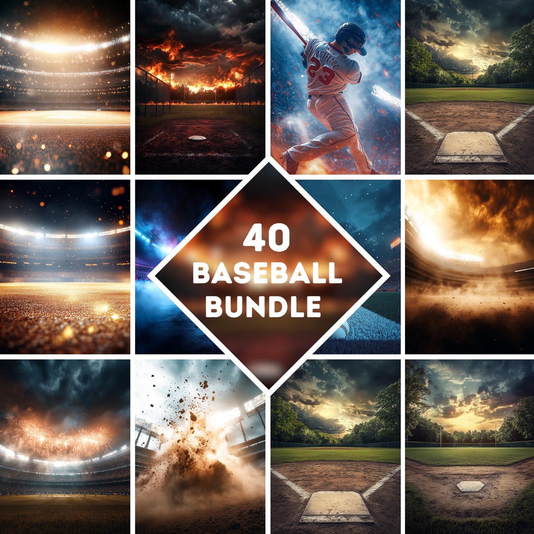 40 Baseball Digital Backdrops, Baseball Stadium Lights, Baseball Field ...