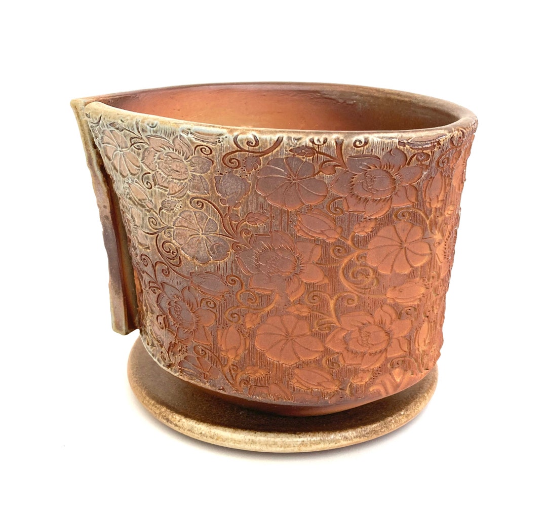 WOOD FIRED PLANTER #73 Stoneware Flower Pot Glazed by the Wood Ash in ...